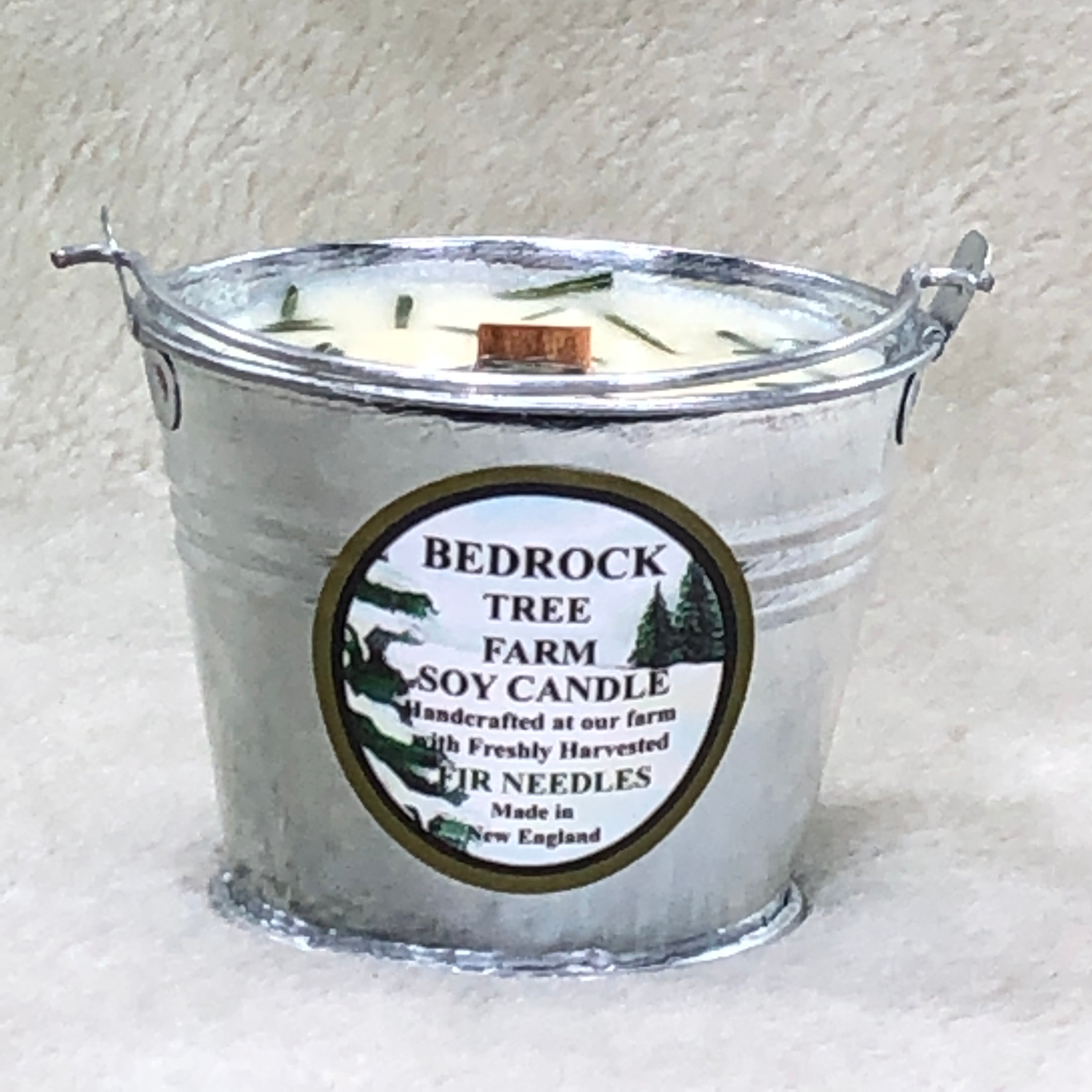 SOY CANDLE Fir Needle Natural Galvanized Pail 3 oz. wooden wick - P3N ...